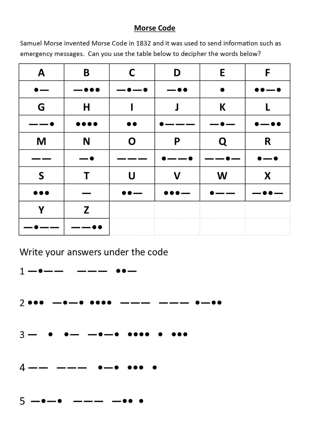 Morse Code - Fun Family Problem Solving Game | The PE Hub