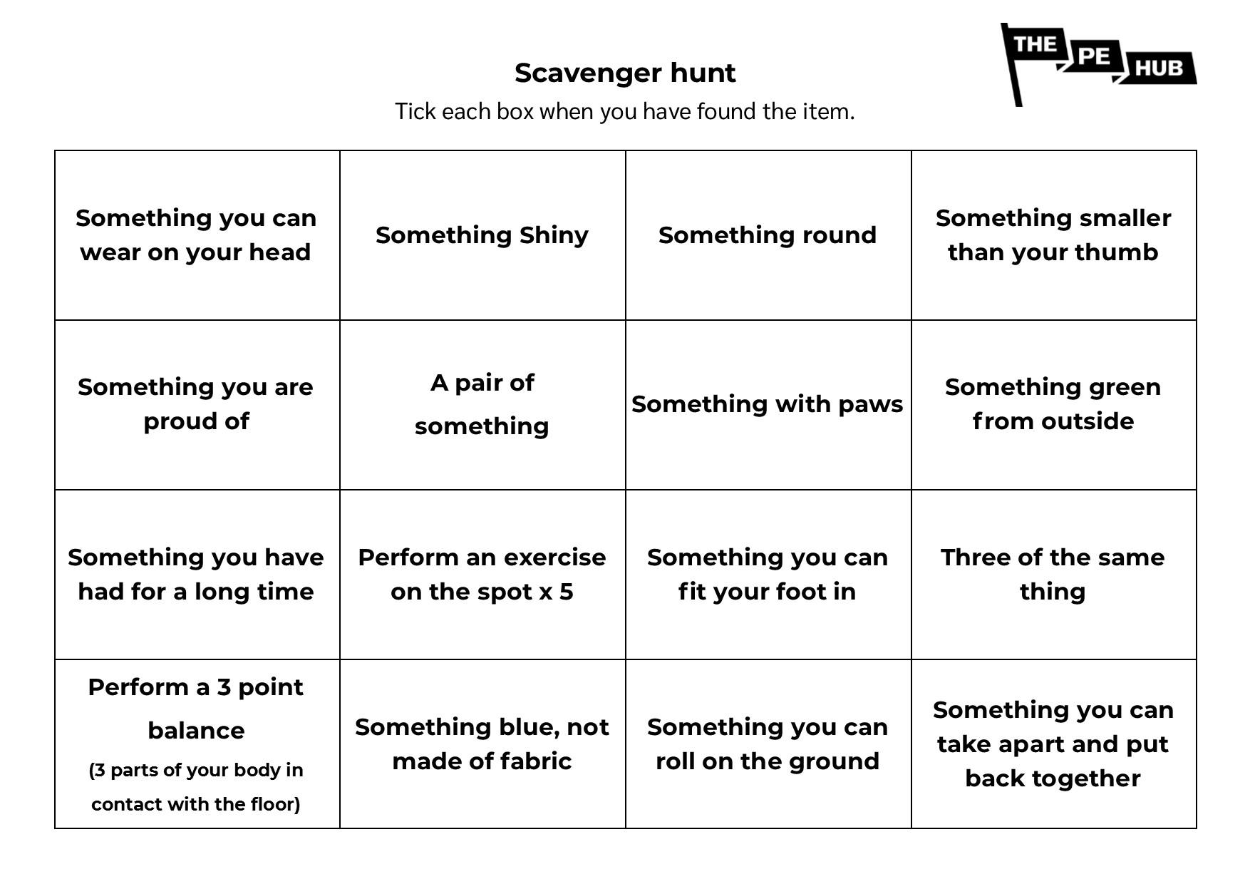 Scavenger Hunt - Fun Problem-Solving Game | The PE Hub